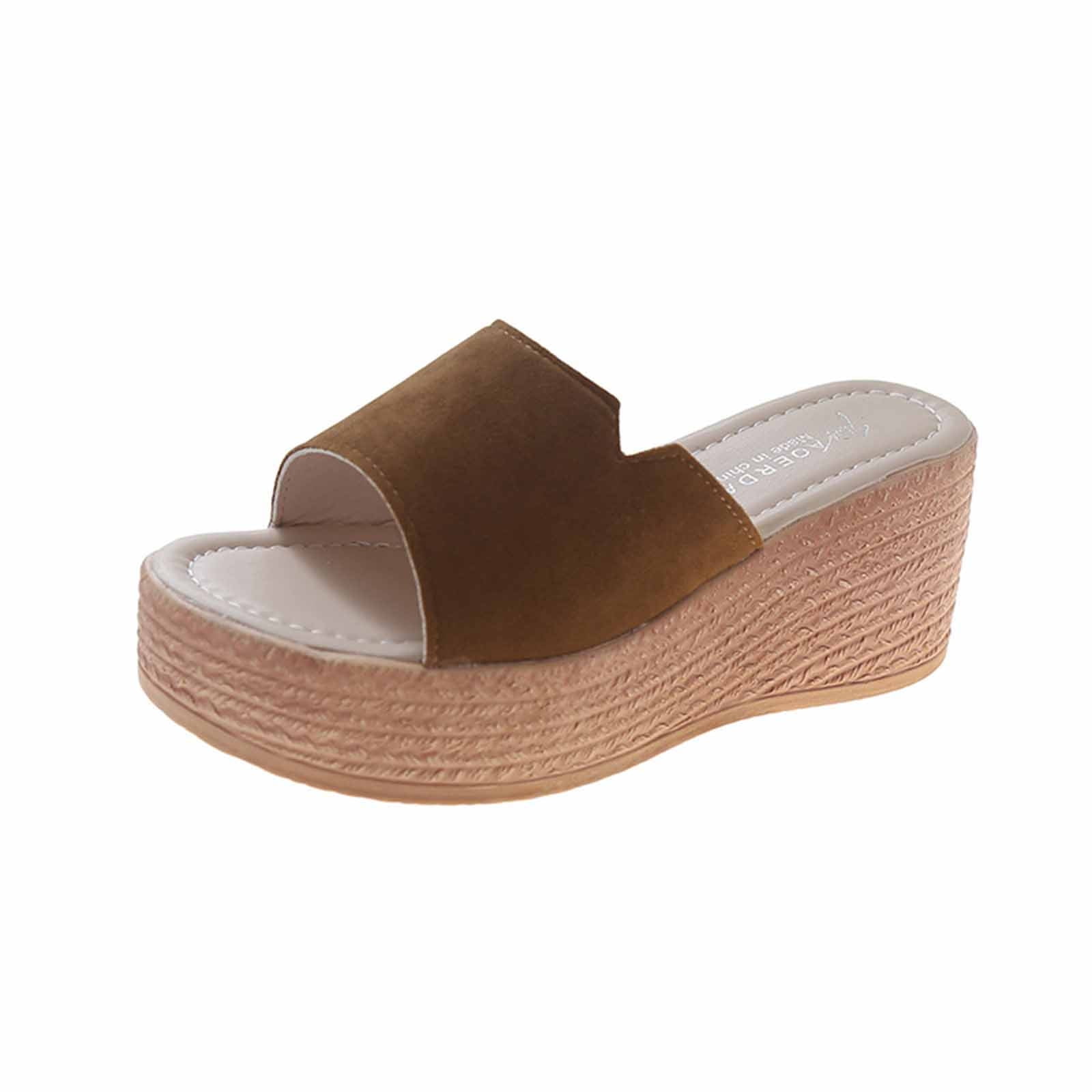 JeashCHAT Womens Platform Wedge Sandals Slip On Espadrille Wedges ...
