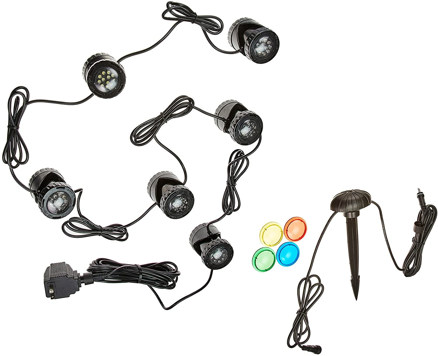 Jebao 12-LED Submersible Light for Water Gardens and Ponds, Set of 6 ...