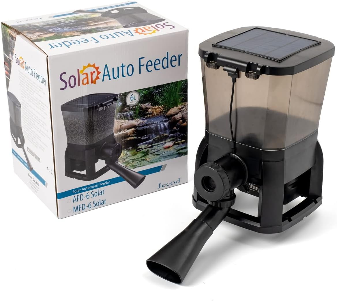 Jebao AFD-6 Solar Automatic Pond Fish Feeder Pellet Dispenser - Walmart.com
