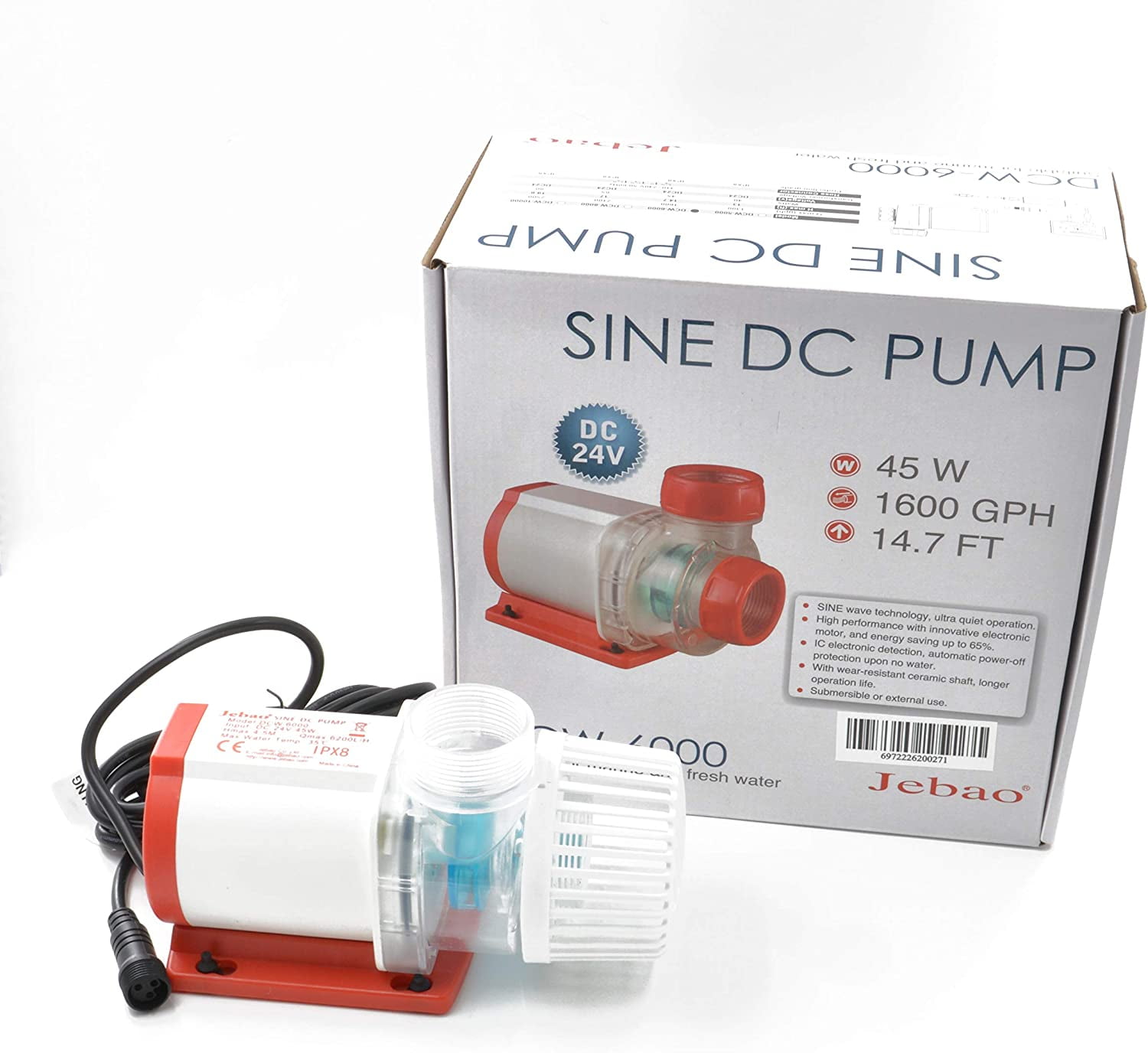 Jebao DCW-6000 SINE DC Controllable Water Pump, 1600GPH - Walmart.com