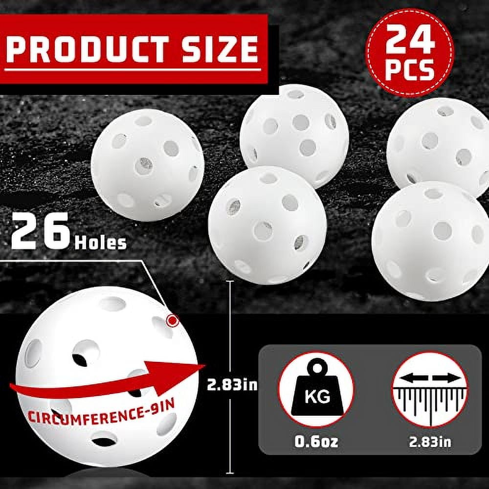 Jecery 24 Pcs Plastic Practice Baseballs White Lightweight Training ...