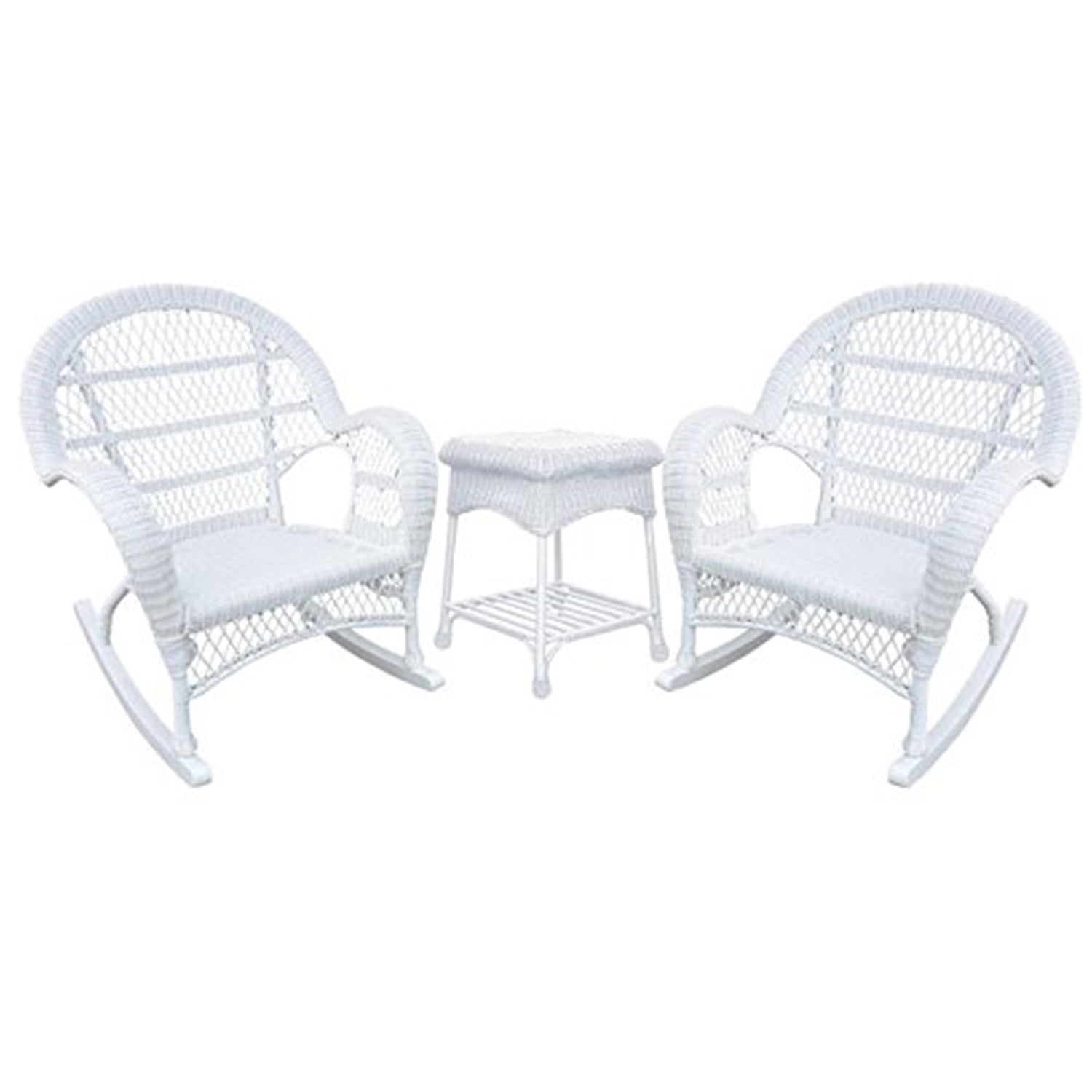 Jeco 3 Piece Wicker Conversation Set in White - Walmart.com