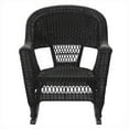 Jeco 3pc Rocker Wicker Chair Set With Blue Cushion-Finish:Black ...