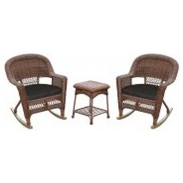 MeetLeisure 3-Piece Wicker Outdoor Rocking Chairs Wicker Patio ...