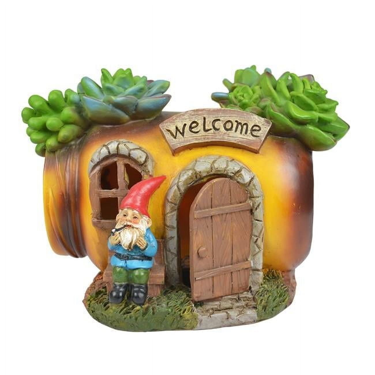 Jeco 5.5" Polyresin Solar LED Light Succulent House - Walmart.com