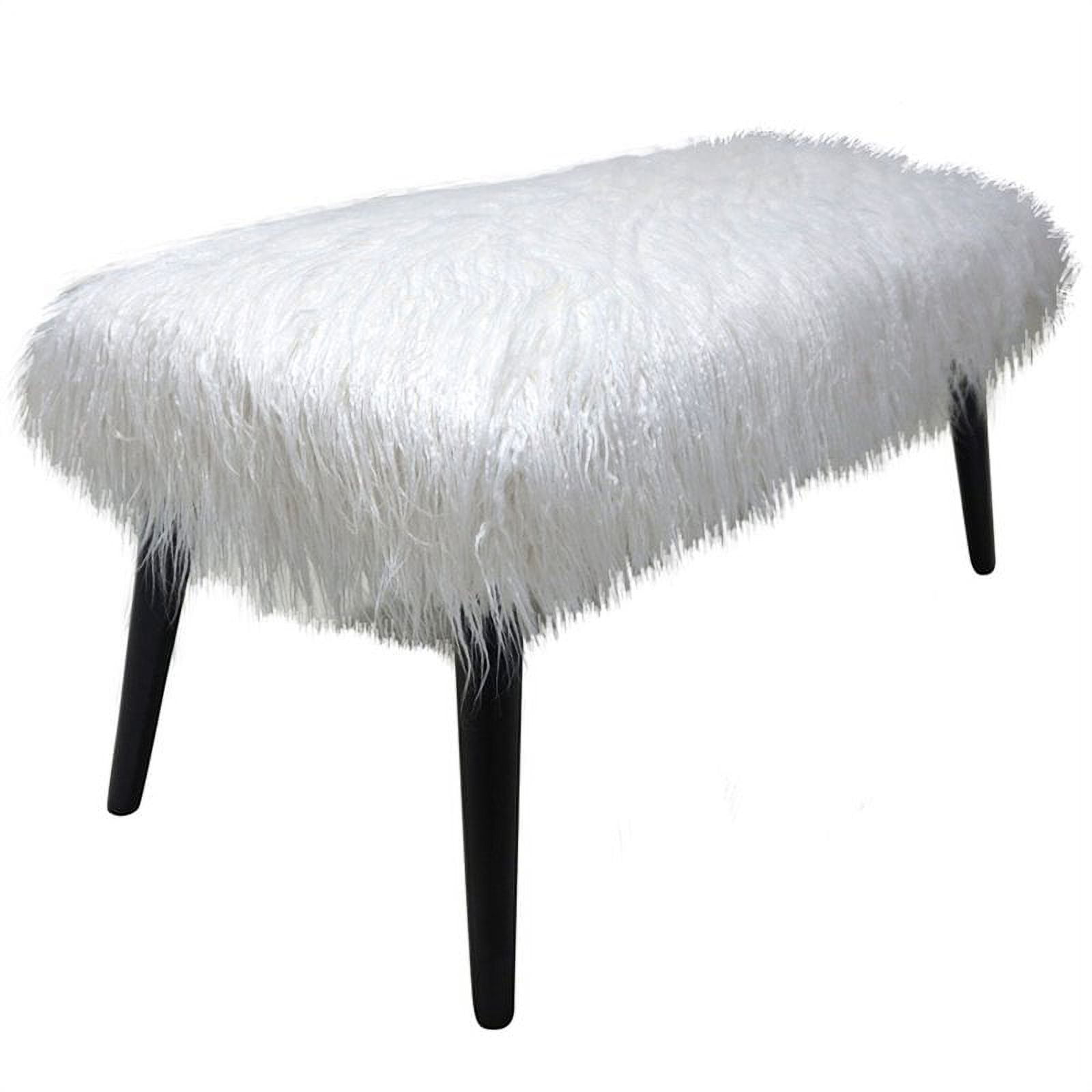 Jeco Faux Fur Bench in White - Walmart.com
