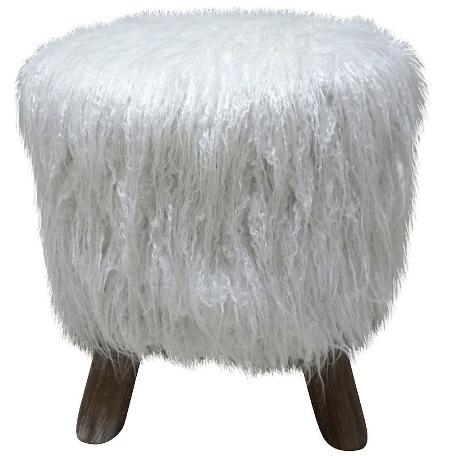 Jeco Faux Fur Foot Stool in White - Walmart.com