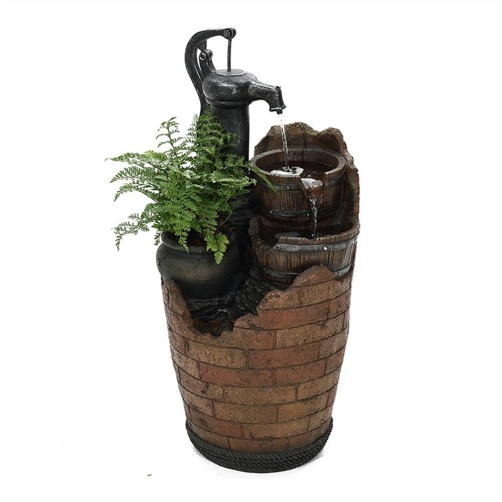 Jeco Glenville Outdoor Garden Patio Water Pump Cascading Polyresin ...