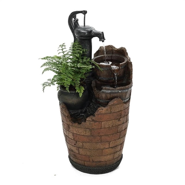 Jeco Glenville Outdoor Garden Patio Water Pump Cascading Polyresin ...