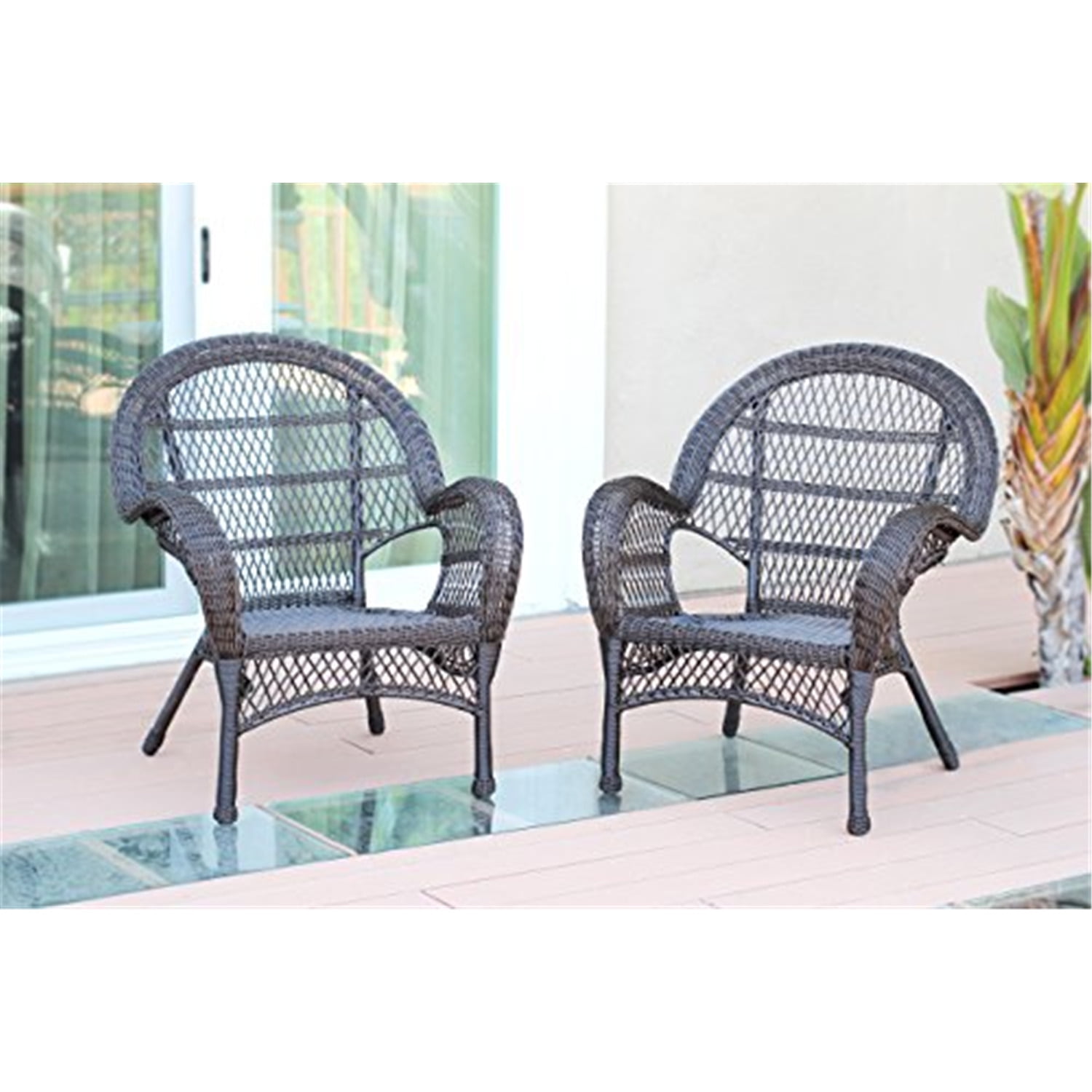 Jeco Resin Wicker Patio Chair in Espresso (Set of 2) - Walmart.com