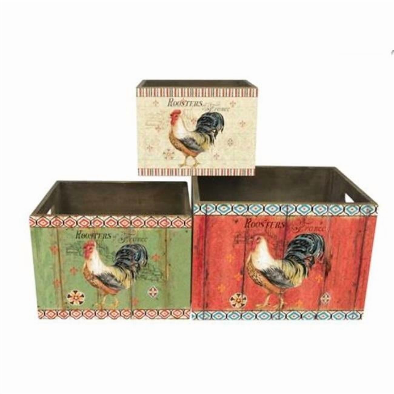 Jeco Rooster-Themed Wooden Storage Box - Set of 3 - Walmart.com