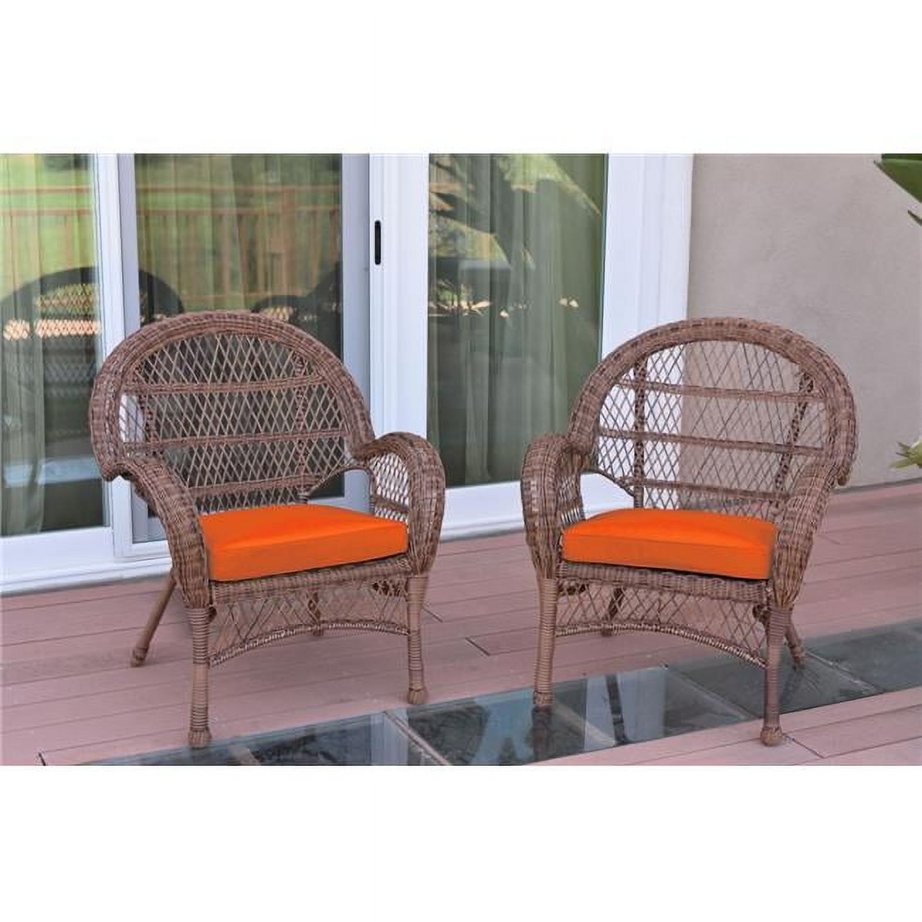 Jeco W00210-C-2-FS016 Santa Maria Honey Wicker Chair with Orange ...