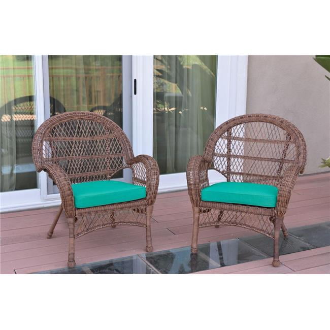 Jeco W00210-C-2-FS032 Santa Maria Honey Wicker Chair with Turquoise ...