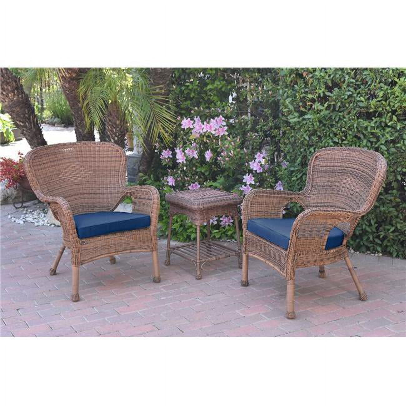 Jeco W00212-2-CES011 Windsor Honey Wicker Chair & End Table Set with ...