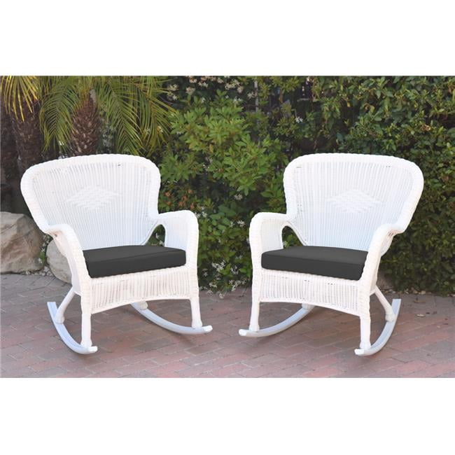 Jeco W00213-R-2-FS017 Windsor White Resin Wicker Rocker Chair with ...