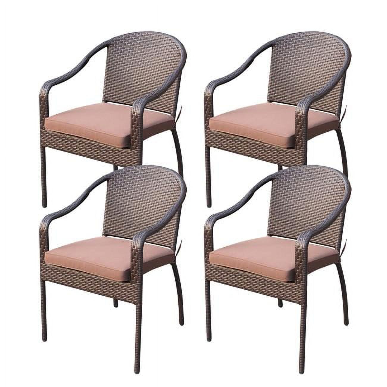 Jeco W00501-C-4-FS007 Cafe Curved Stacking Wicker Chairs - Brown ...