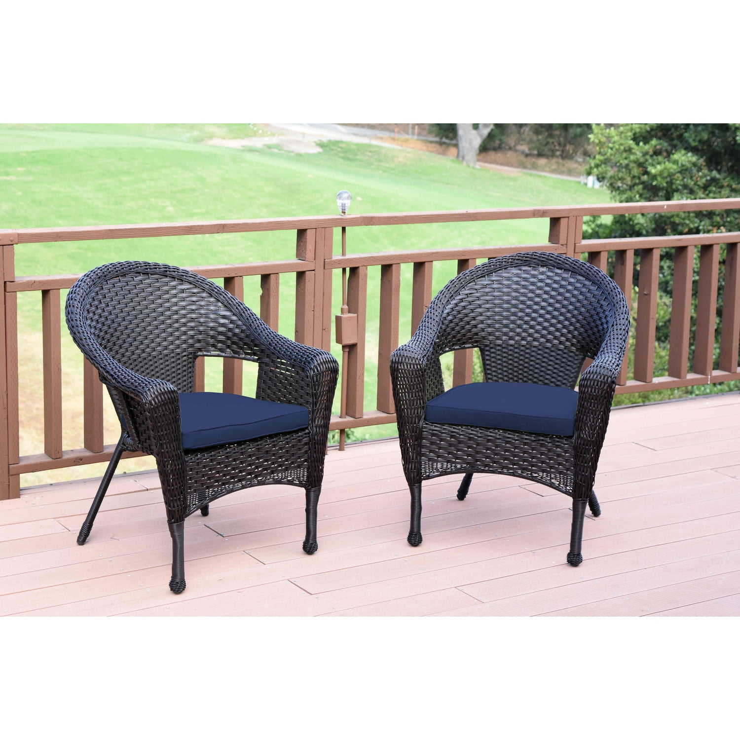 Jeco Wicker Collection 2- Piece Plastic Frame Patio Chairs with ...