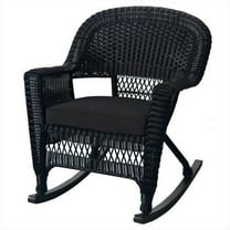 Jeco Black Resin Wicker Rocking Patio Chair Set of 2 - Outdoor Balcony ...