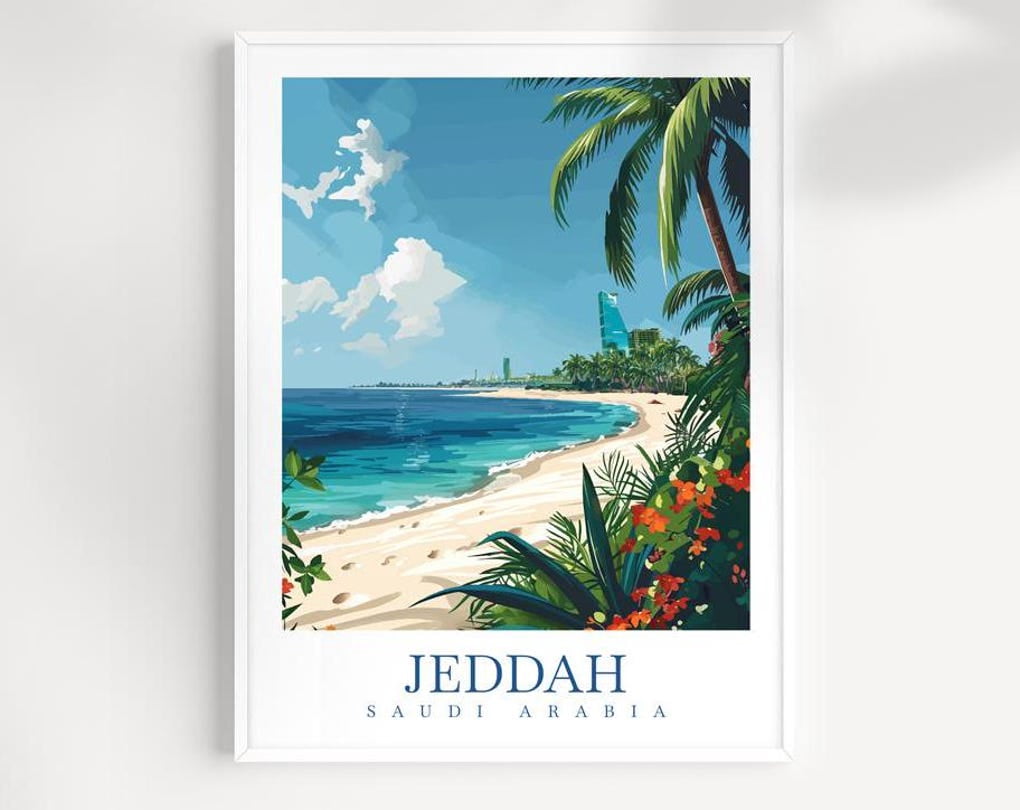 Jeddah Travel Print Wall Art Saudi Arabia Wall Hanging Home Décor ...