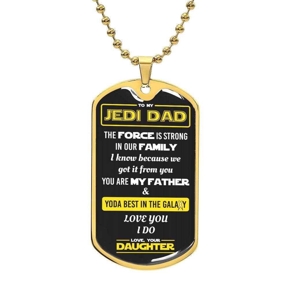 Jedi Dad Dog Tag Ball Chain Necklace + CUSTOM Engraving - Graphic ...