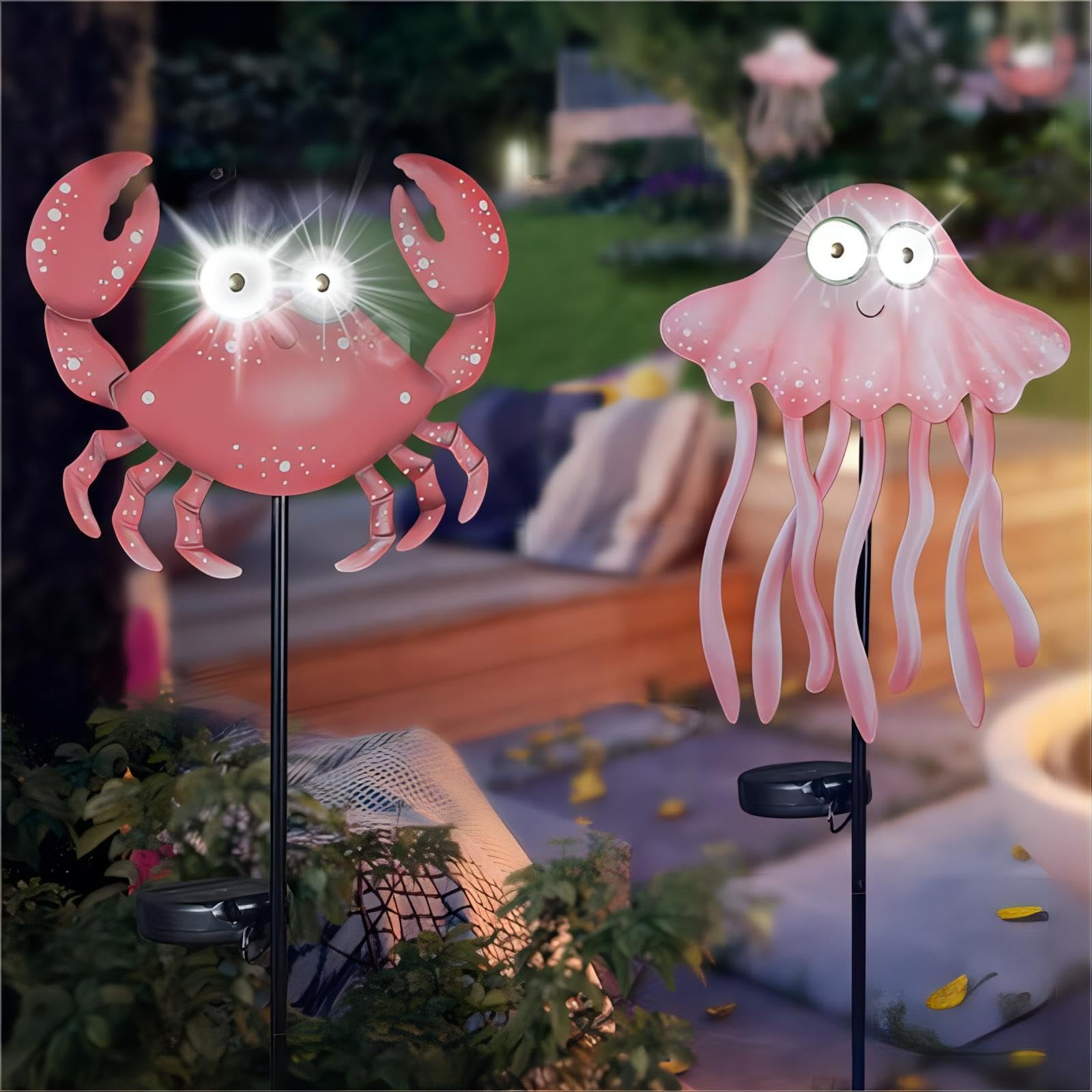 JeeYee Solar Garden Lights Outdoor Stakes, 2 Pack Solar Garden Decor ...