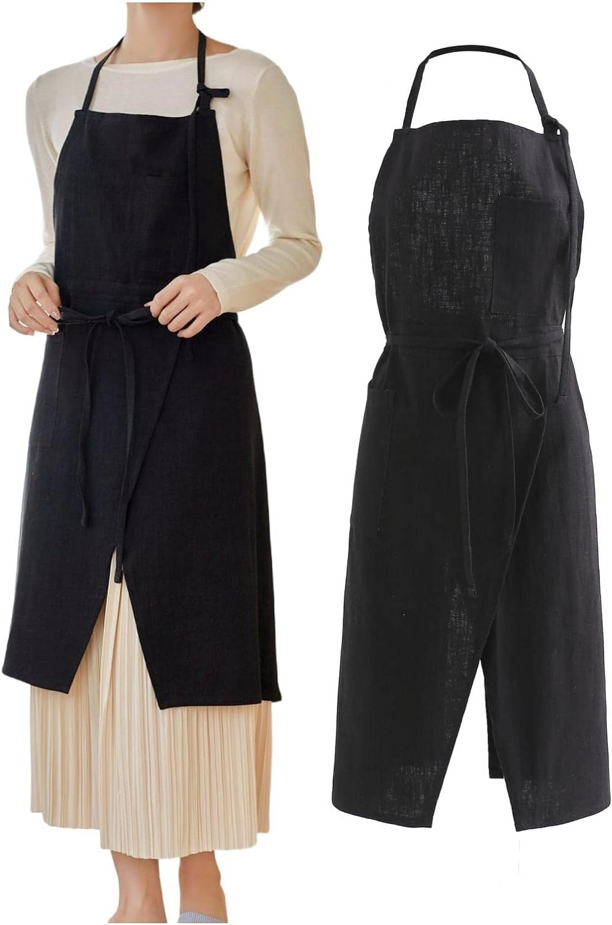 Jeelow Linen Cotton Cooking Kitchen Garden Bib Cross Back Apron Dress ...