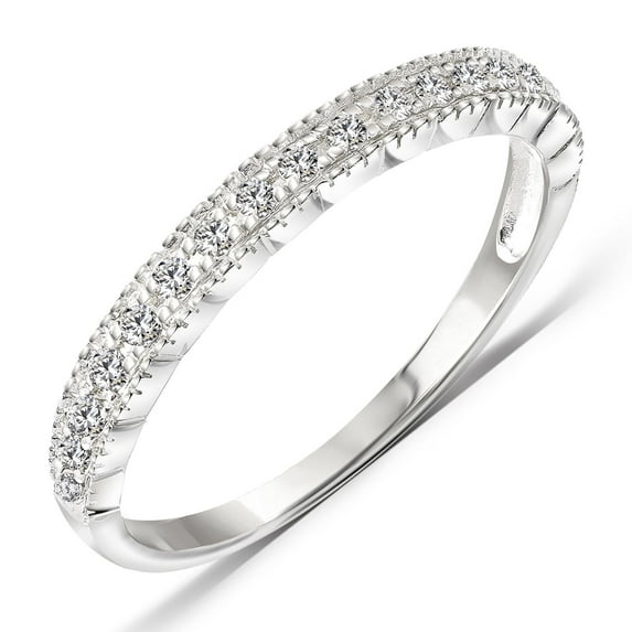 JeenMata 0.25 Carat Milgrain Vintage Band, Bridal Ring, 18K White Gold ...