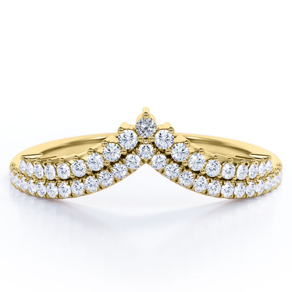 JeenMata 0.30 TCW Round Moissanite - Double Pave Prongs - V Curved ...