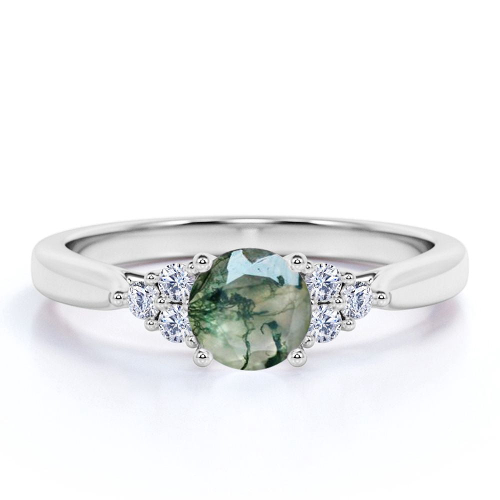 JeenMata 1.10 Carat Cathedral 4 Prong Setting Seven Stone Round Shape ...