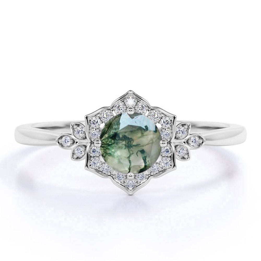 JeenMata 1.10 Carat Vintage Design 4 Prong Round Shape Milky White ...