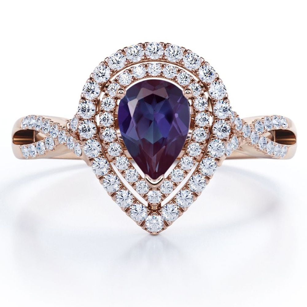 JeenMata 1.5 Carat Almond Shaped Lab Created Alexandrite and Moissanite ...