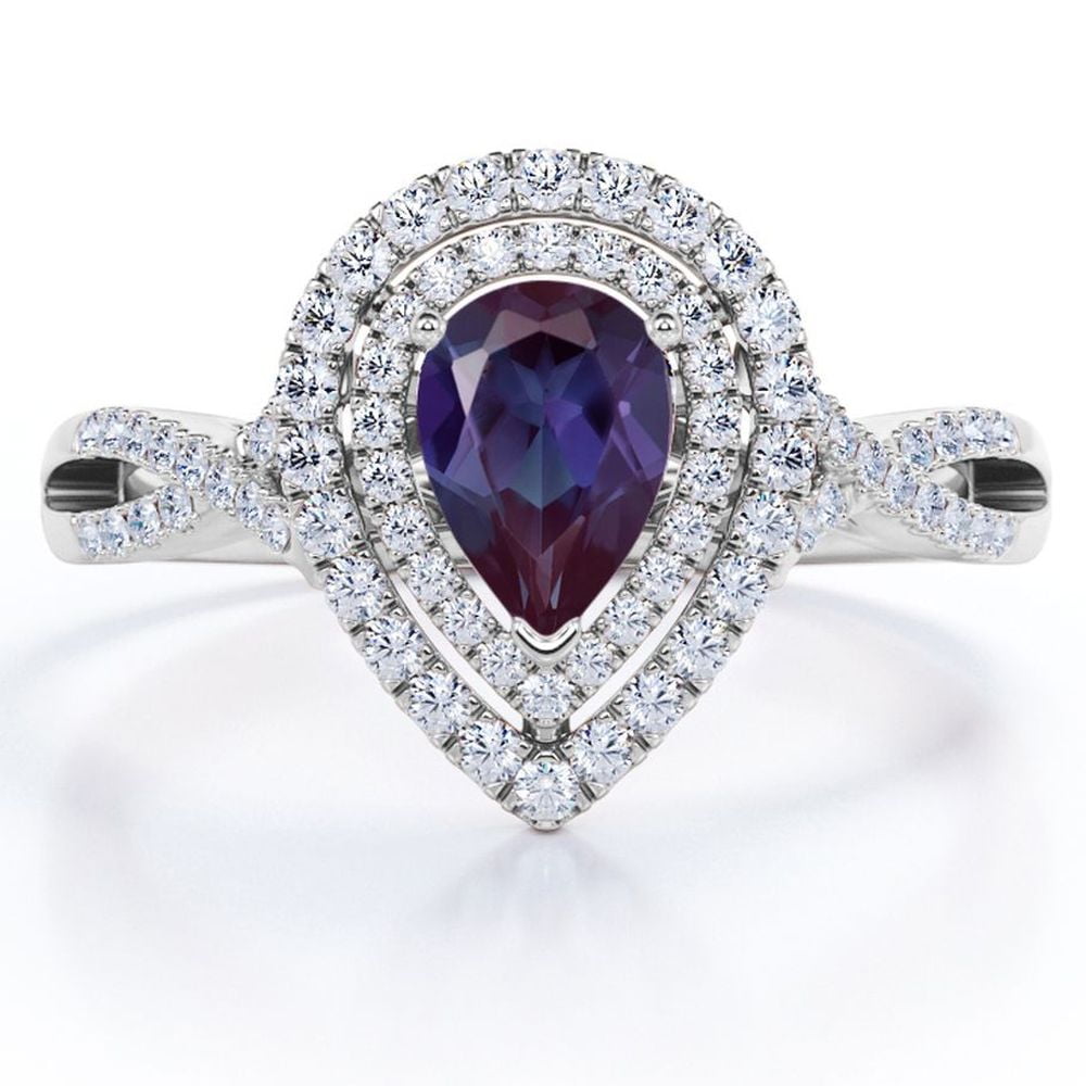 JeenMata 1.5 Carat Almond Shaped Lab Created Alexandrite and Moissanite ...