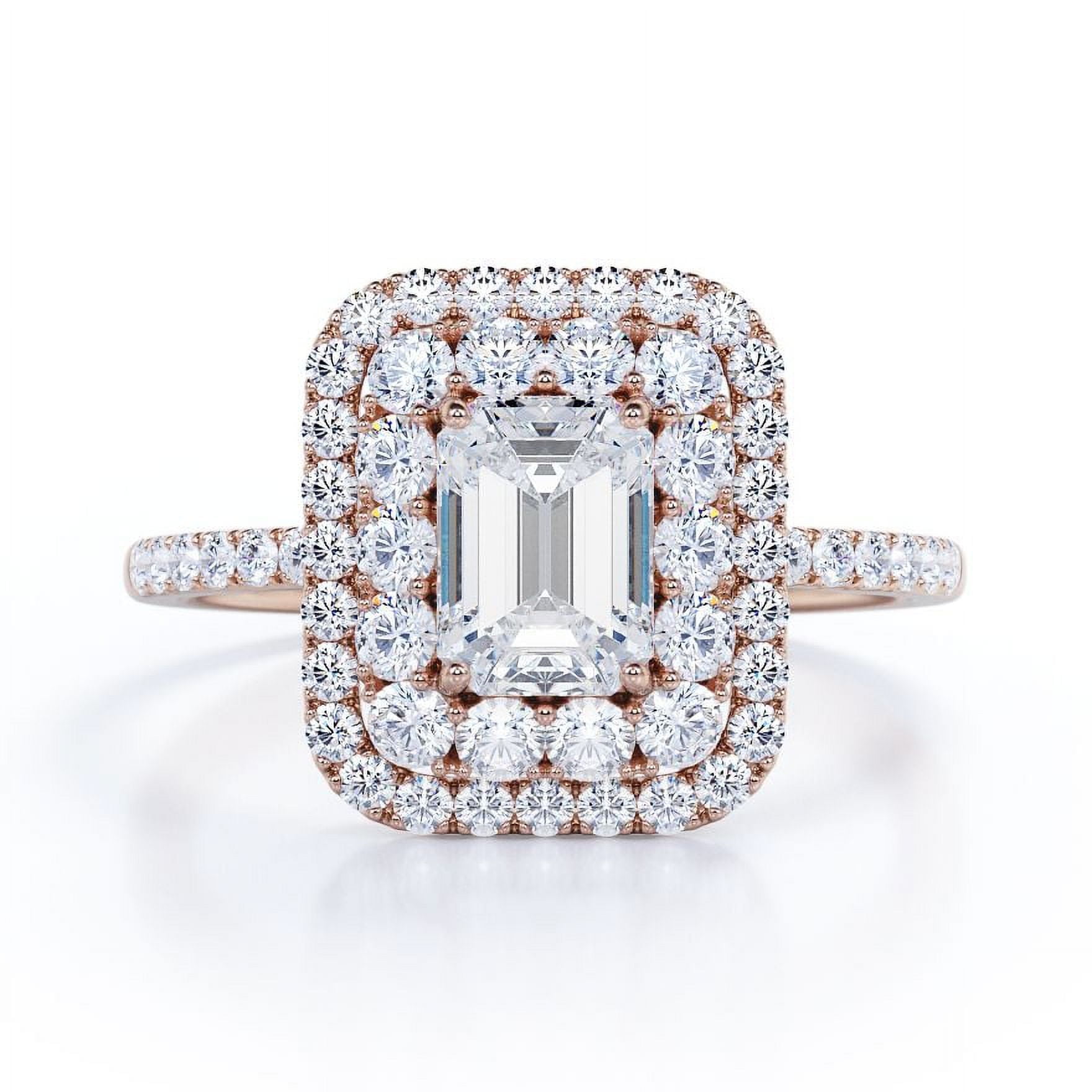 JeenMata 1.5 Carat Emerald Cut Moissanite Engagement Ring - Bridal Ring ...
