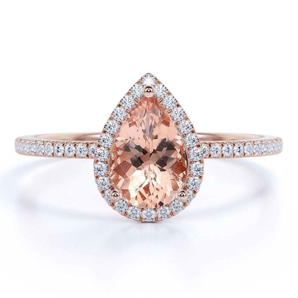 JeenMata 1.25 Carat Pear Cut Lab Created Morganite and Moissanite ...