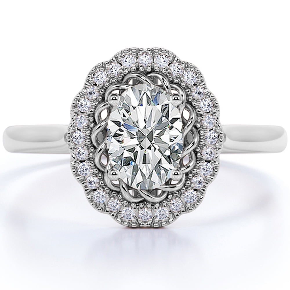 JeenMata 1.5 Carat oval cut Moissanite and Diamond Halo infinity ...