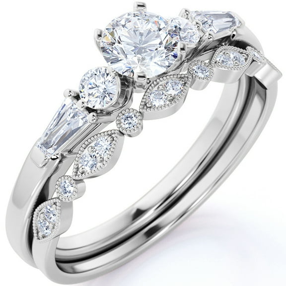 Elise Jewel 14K White Gold Plated Ring - 0.8 Ct VVS1 Round Cut Diamond ...