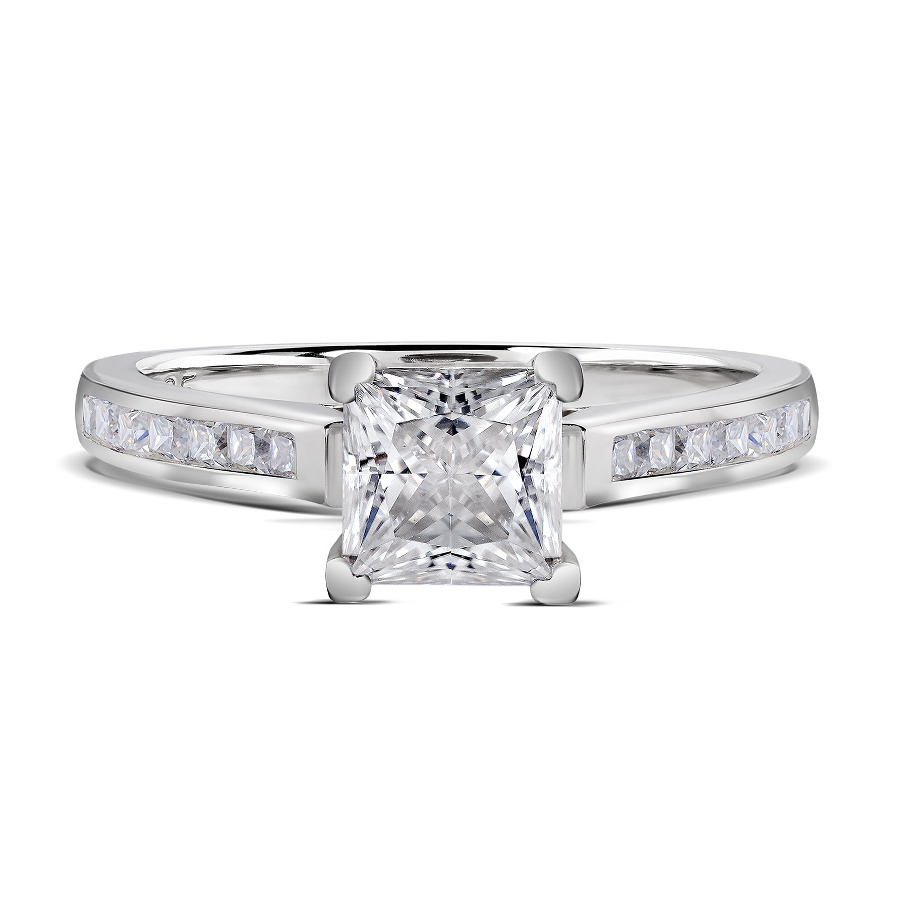 JeenMata 1.75 Carat Princess Cut Wedding Ring - Promise Ring - Pave ...