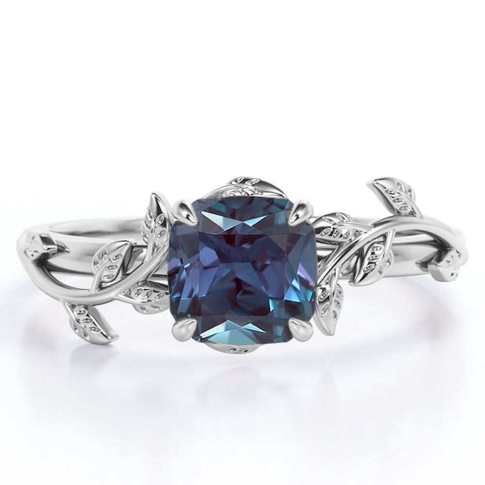 JeenMata 1 Carat Cushion Cut Lab Created Alexandrite - 4 Prong Setting ...