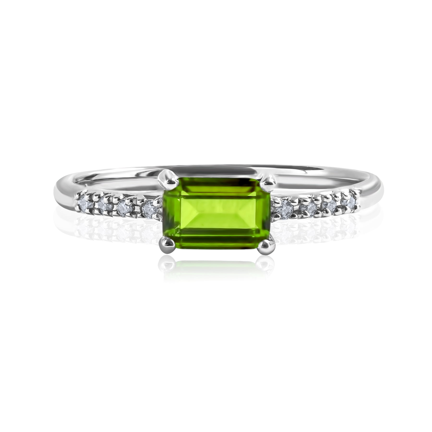 JeenMata 1 Carat Emerald Cut Peridot - August Birthstone Solitaire ...