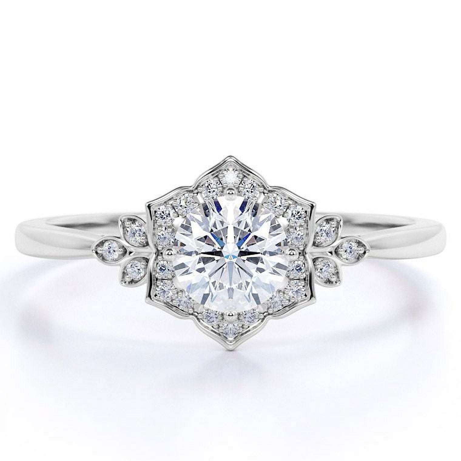 JeenMata 1 Carat Round Cut Flower Engagement Ring - Nature Inspired ...