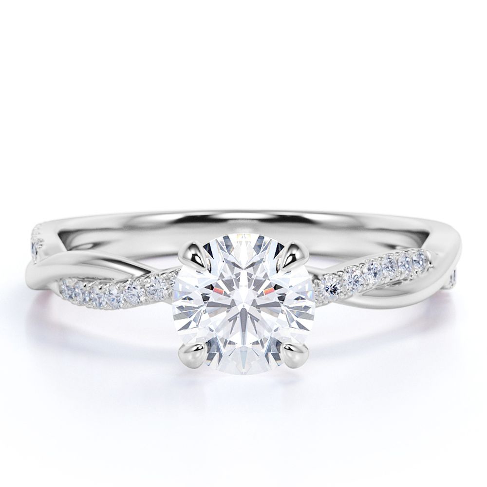 Infinity style 1.25 Carat Round cut Moissanite and Diamond Ring in ...