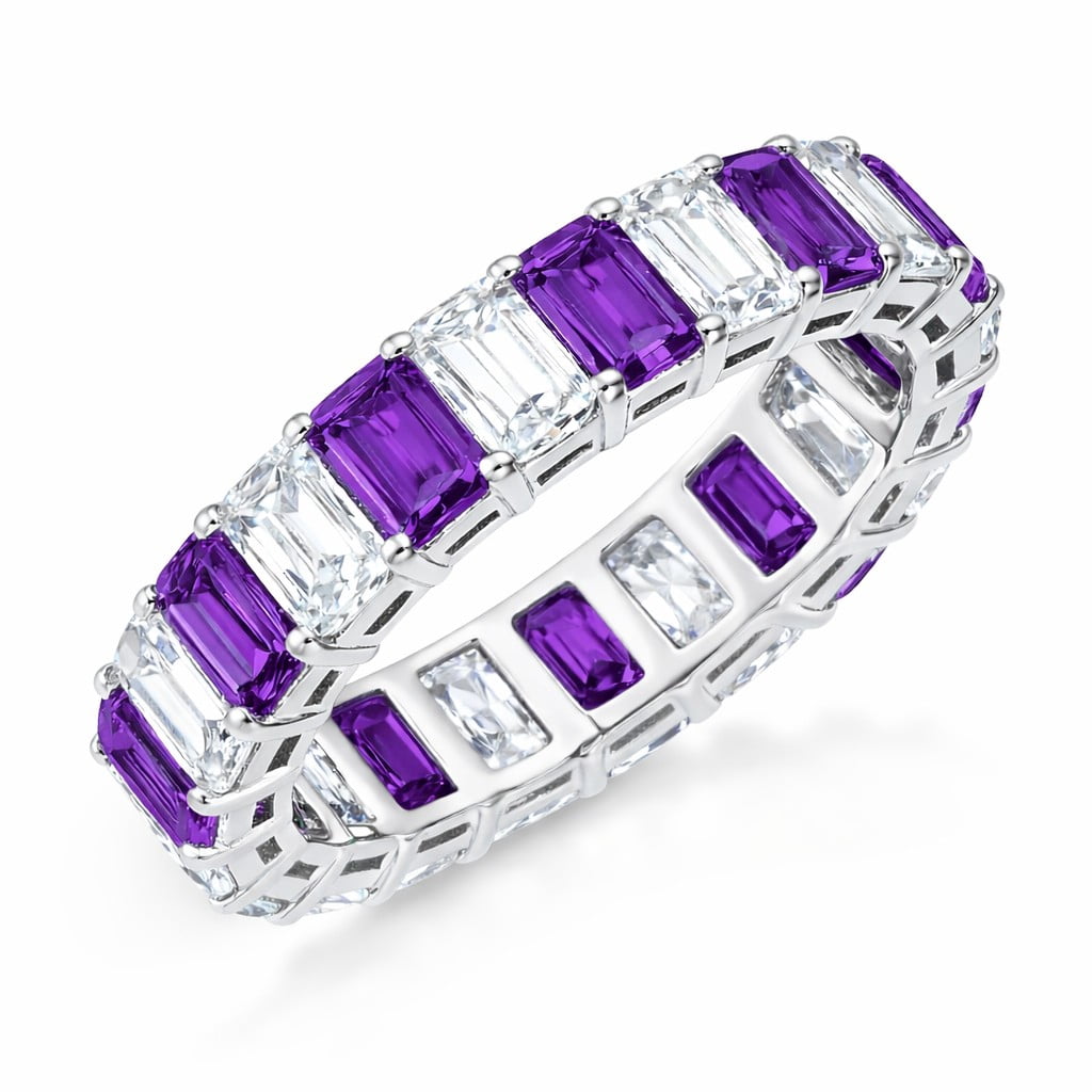 JeenMata 10 Carat Emerald Cut February Birthstone - Multicolor Eternity ...