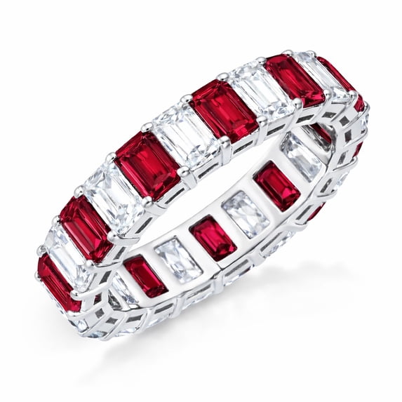 JeenMata 10 Carat Emerald Cut July Birthstone - Multicolor Eternity ...