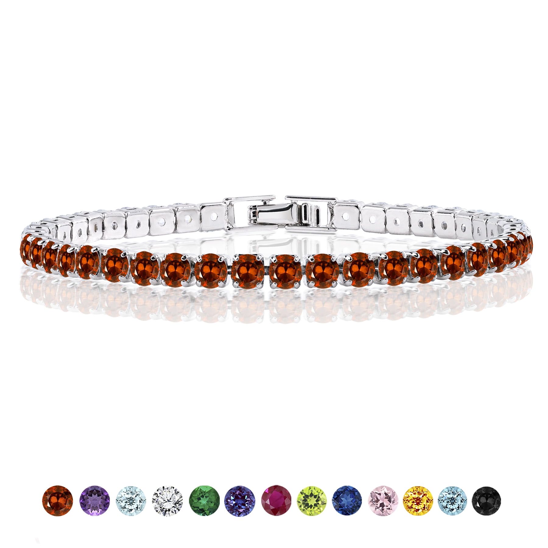 JeenMata 11 TCW Round Cut January Orange Garnet Birthstone Tennis ...