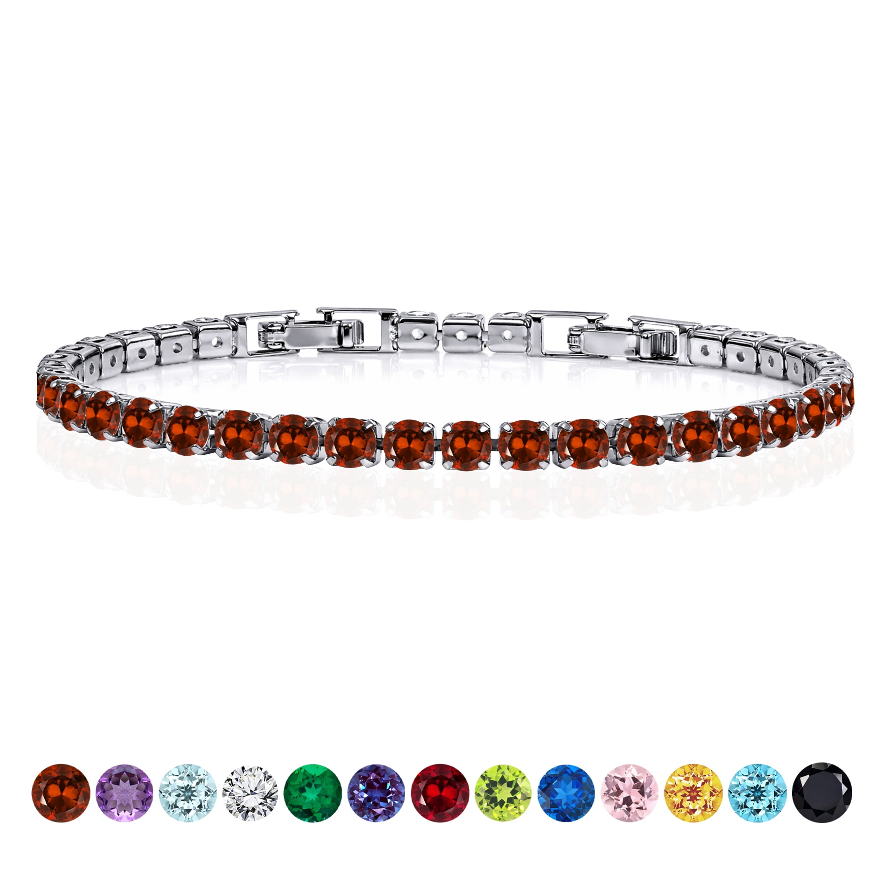 JeenMata 11 TCW Round Cut January Orange Garnet Birthstone Tennis ...