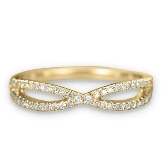 JeenMata .15 ct Diamond Infinity Wedding Band - Twisted Stacking Ring ...