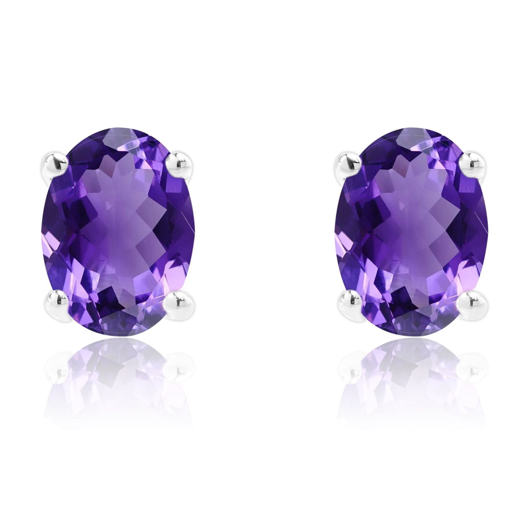 JeenMata 2.5 Carat Oval Cut - February Birthstone Solitaire Stud ...