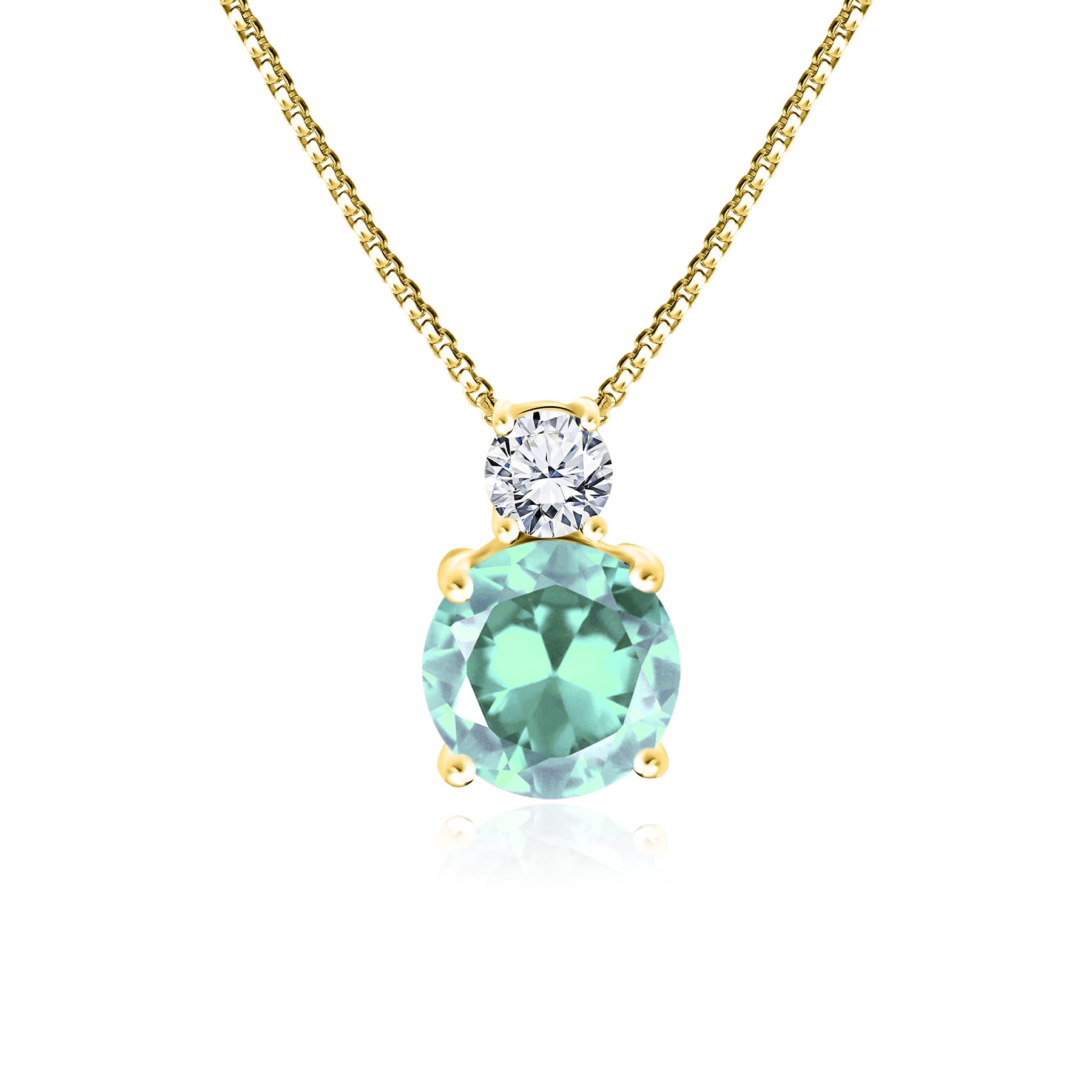 JeenMata 2 Carat December Birthstone Necklace - Dangling Round Cut ...