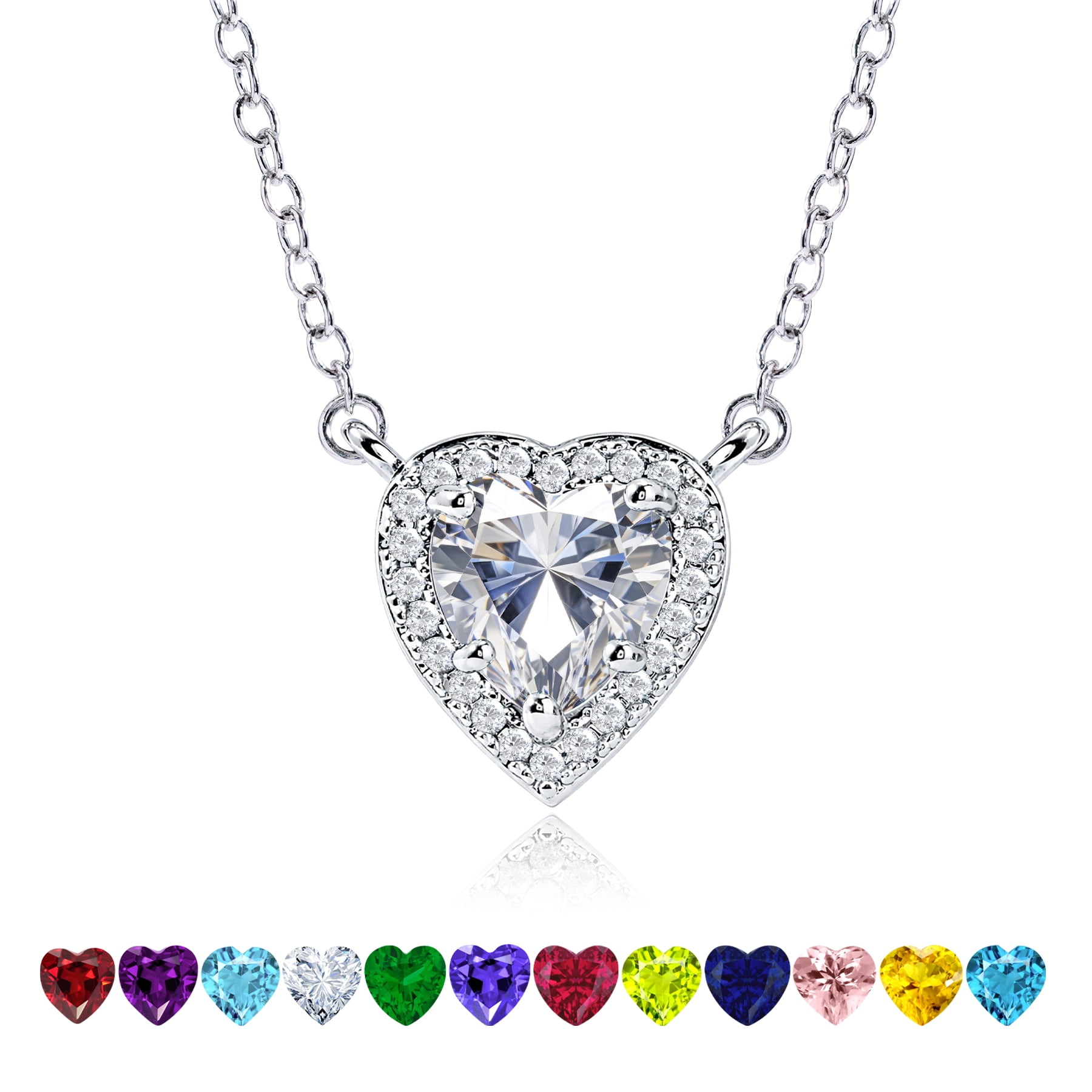 JeenMata 2 Carat Cubic Zirconia - April Birthstone Elegant Heart Shaped ...