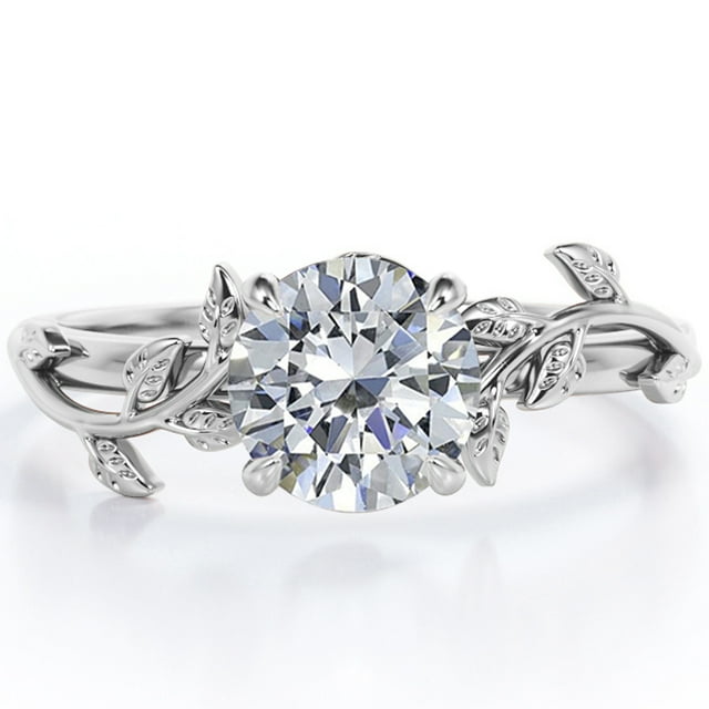 JeenMata 2 Carat Round Cut Moissanite Bohemian Engagement Ring ...